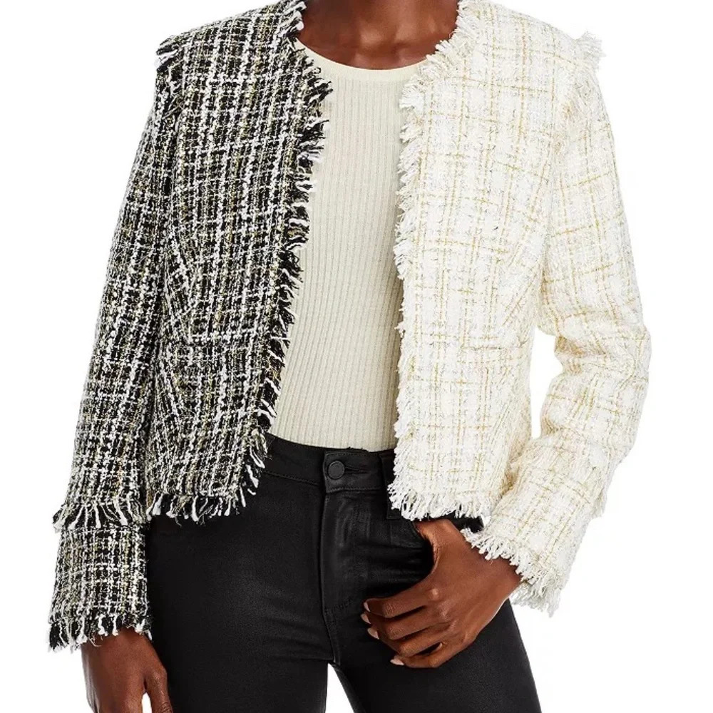 Aqua Metallic Tweed Color Block Blazer, 33757 - Gem